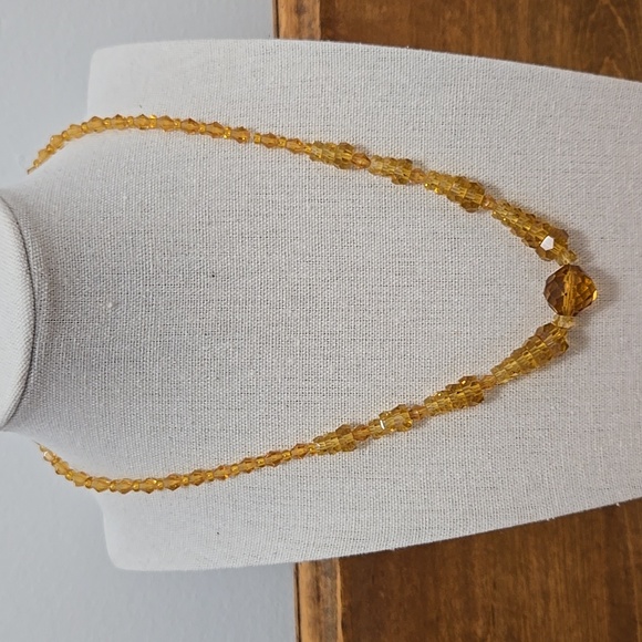 Jewelry | Vintage Faceted Amber Glass Bead Necklace | Poshmark